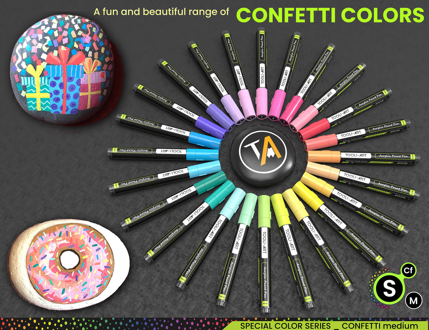 24 Confetti Colors Acrylic Paint Pens Markers Set 3mm Medium Tip ...