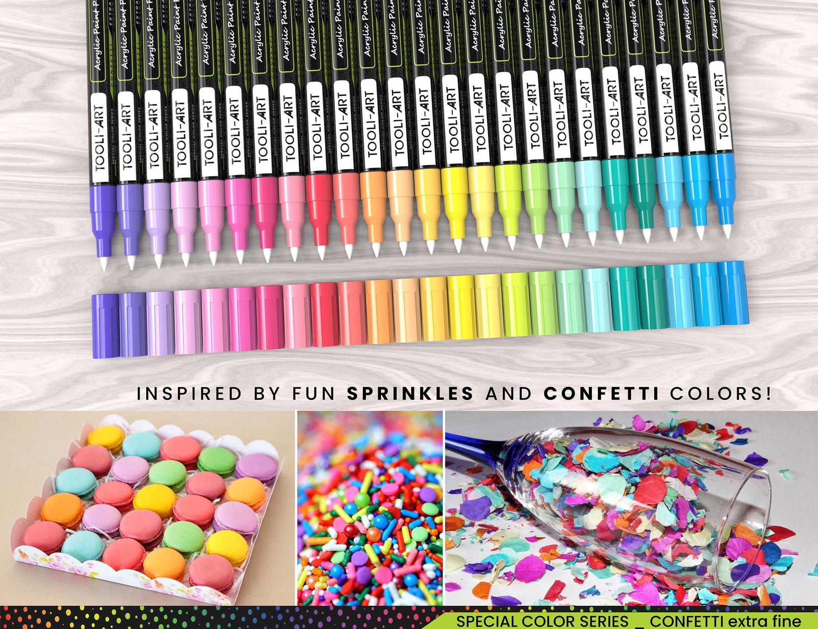24 Confetti Colors Acrylic Paint Pens Markers Set 0.7mm Extra Fine Tip ...