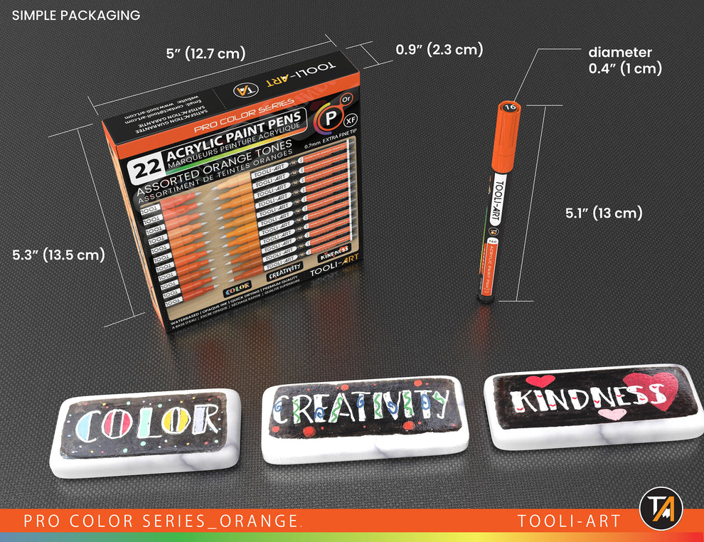 Acrylic Paint Pens 22 Assorted Orange Tones Pro Markers Set 0.7mm Extr ...