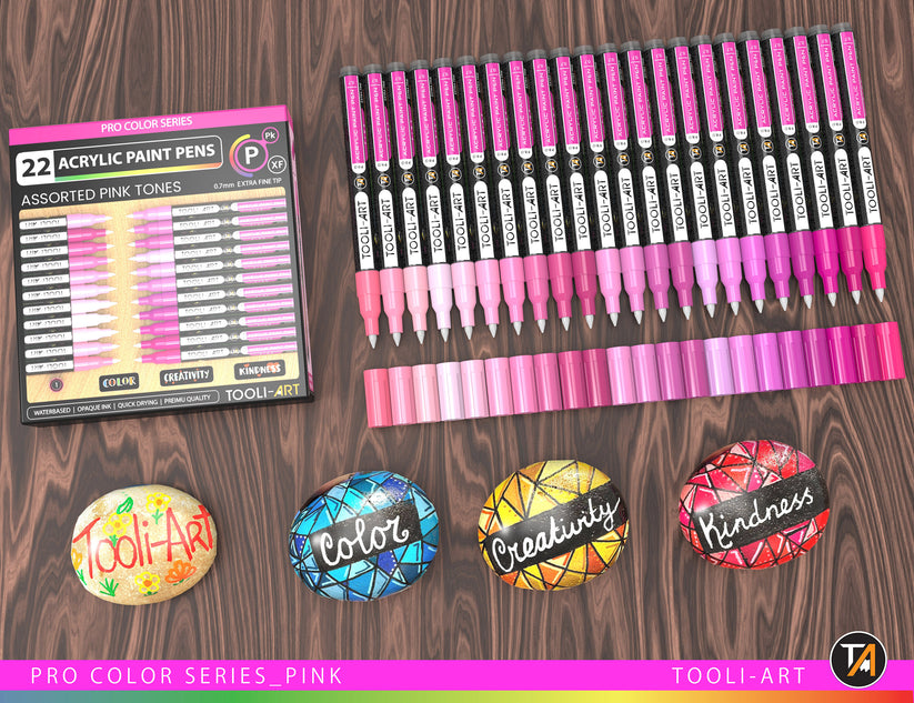Acrylic Paint Pens 22 Assorted Pink Pro Color Series Specialty Markers ...