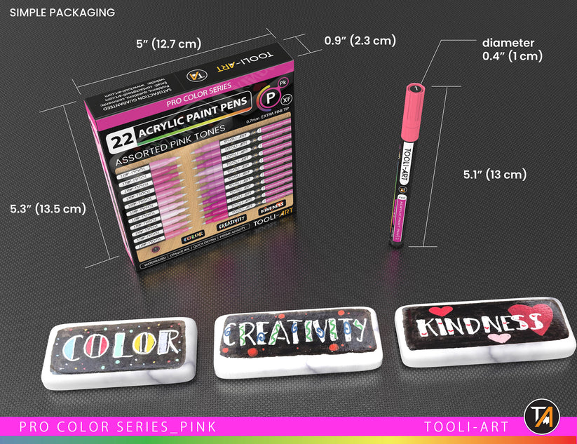 Acrylic Paint Pens 22 Assorted Pink Pro Color Series Specialty Markers ...