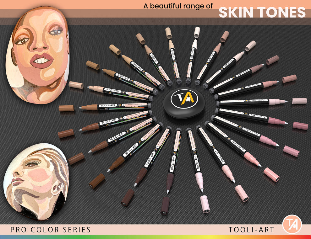 Acrylic Paint Pens 22 Assorted Skin Flesh Tones Pro Markers Set 0.7mm ...