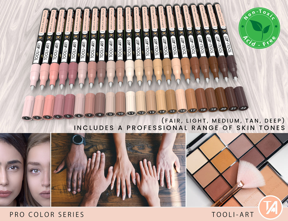 Acrylic Paint Pens 22 Assorted Skin Flesh Tones Pro Markers Set 0.7mm ...