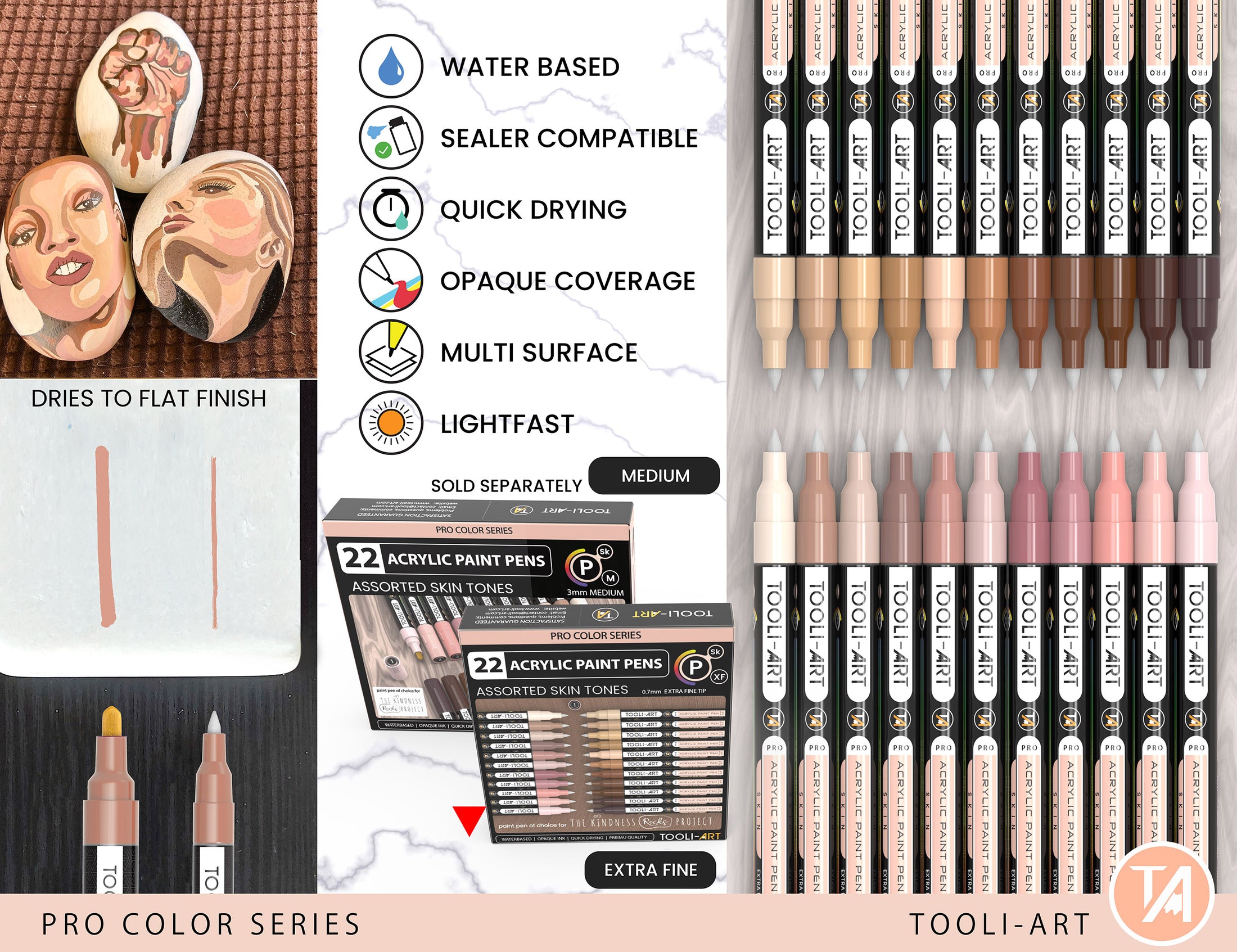 Acrylic Paint Pens 22 Assorted Skin Flesh Tones Pro Color Series Marke ...