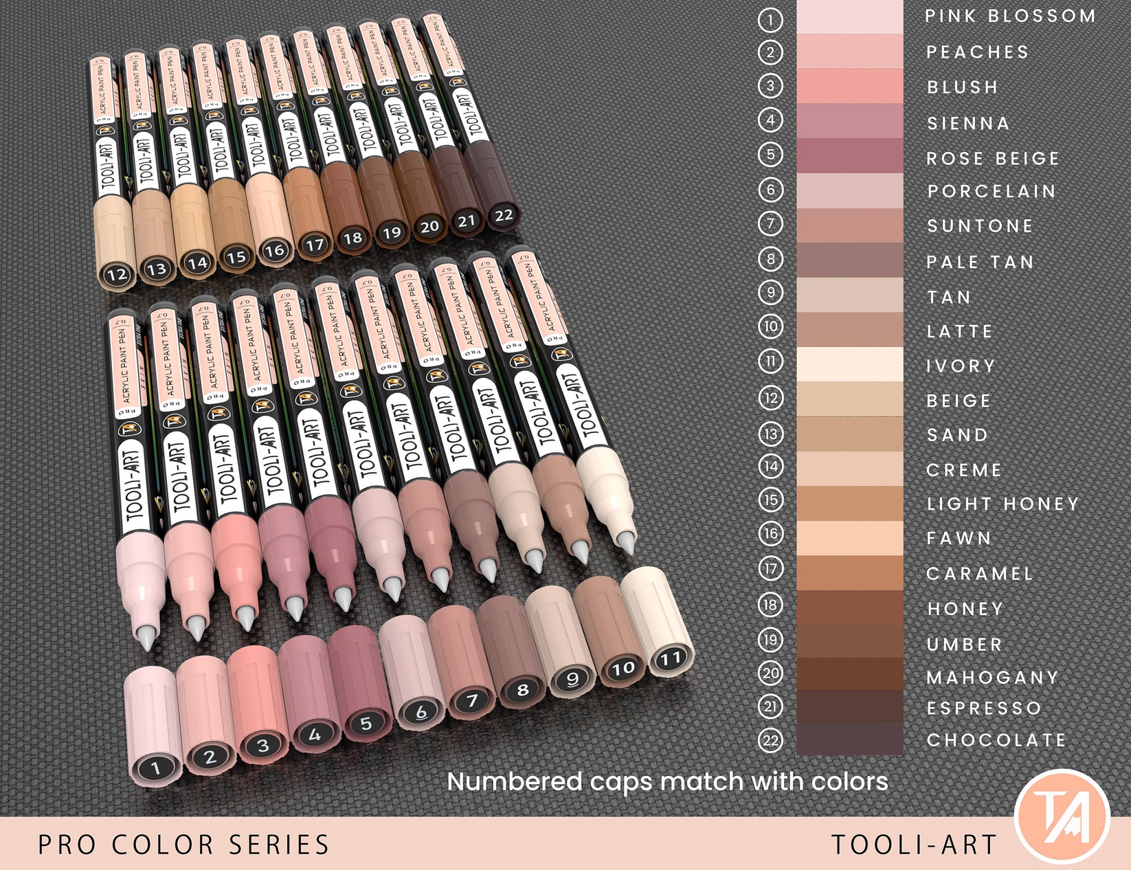 Acrylic Paint Pens 22 Assorted Skin Flesh Tones Pro Markers Set 0.7mm ...
