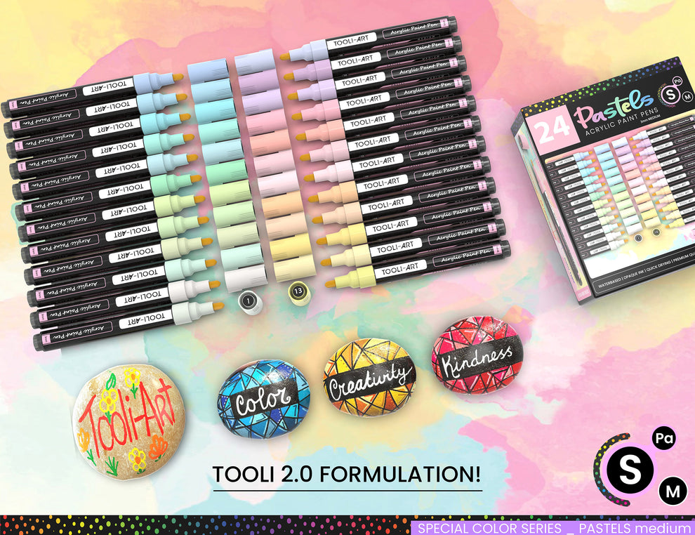 24 Pastel Acrylic Paint Pens Special Color Series Markers Set (3mm MED ...