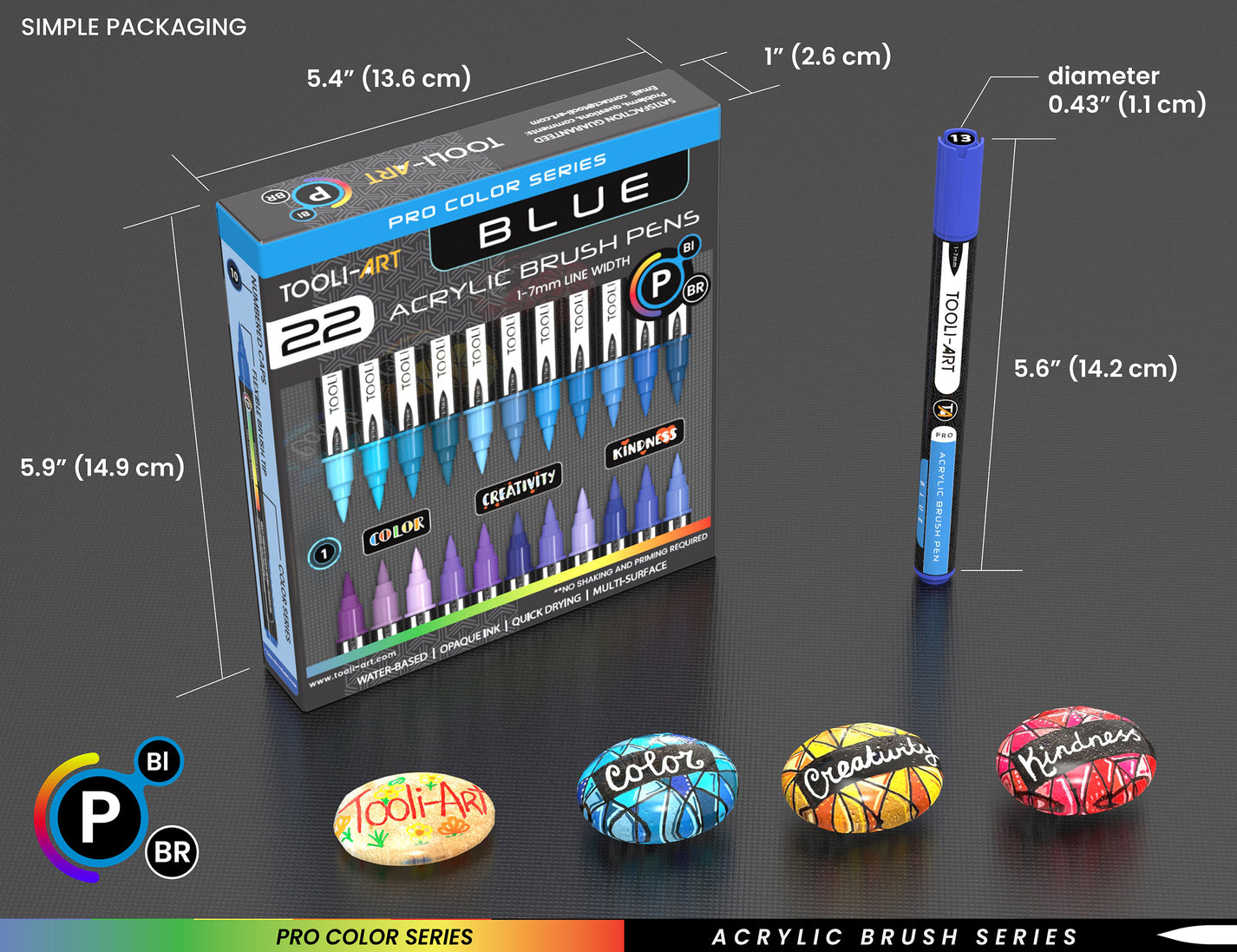 22 Flexible Brush Tip Acrylic Paint Pens Markers Set 1-7mm (BLUE ...