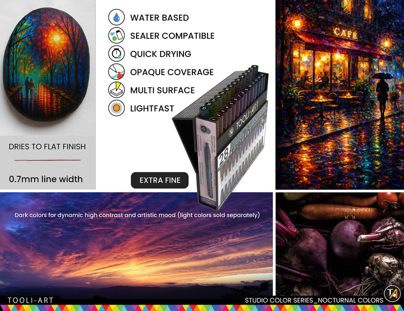 28 Dark Nocturnal Colors Acrylic Paint Pens Studio Color Series Marker ...