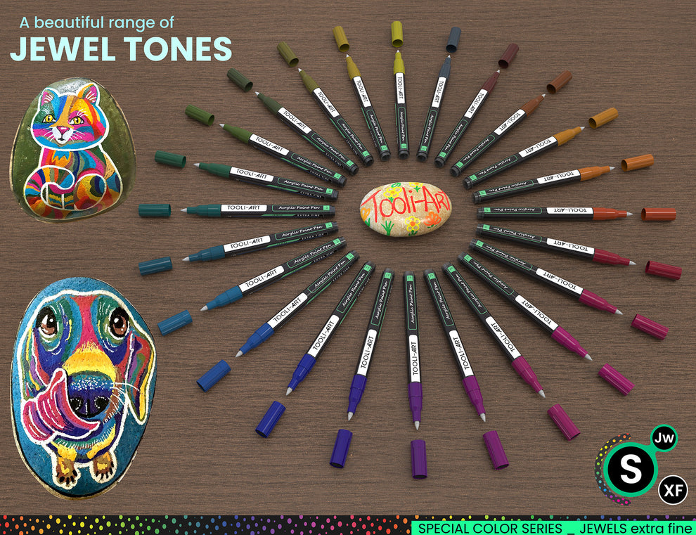 24 Jewel Dark Tones Acrylic Paint Pens Special Color Series Markers Se ...