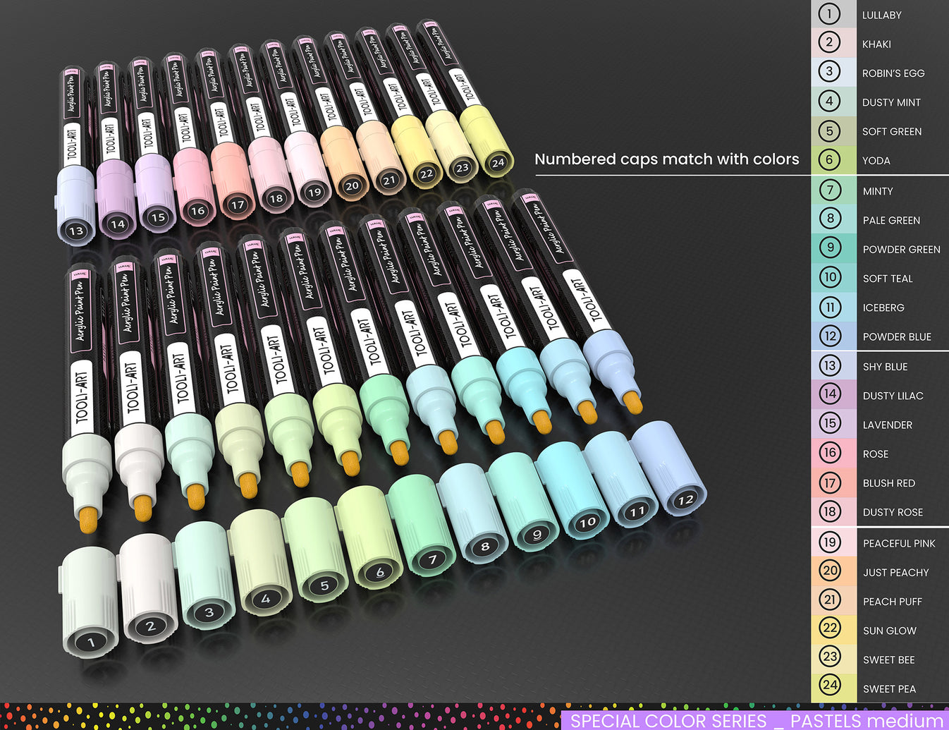 24 Pastel Acrylic Paint Pens Special Color Series Markers Set (3mm MED ...